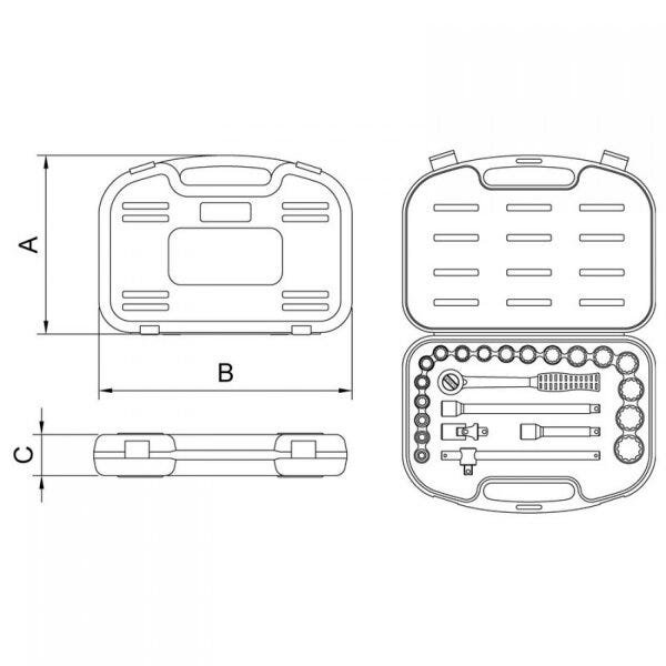 Maleta com Soquetes Extrator Plus e Acessórios 1/2" 23 Peças Tramontina ...