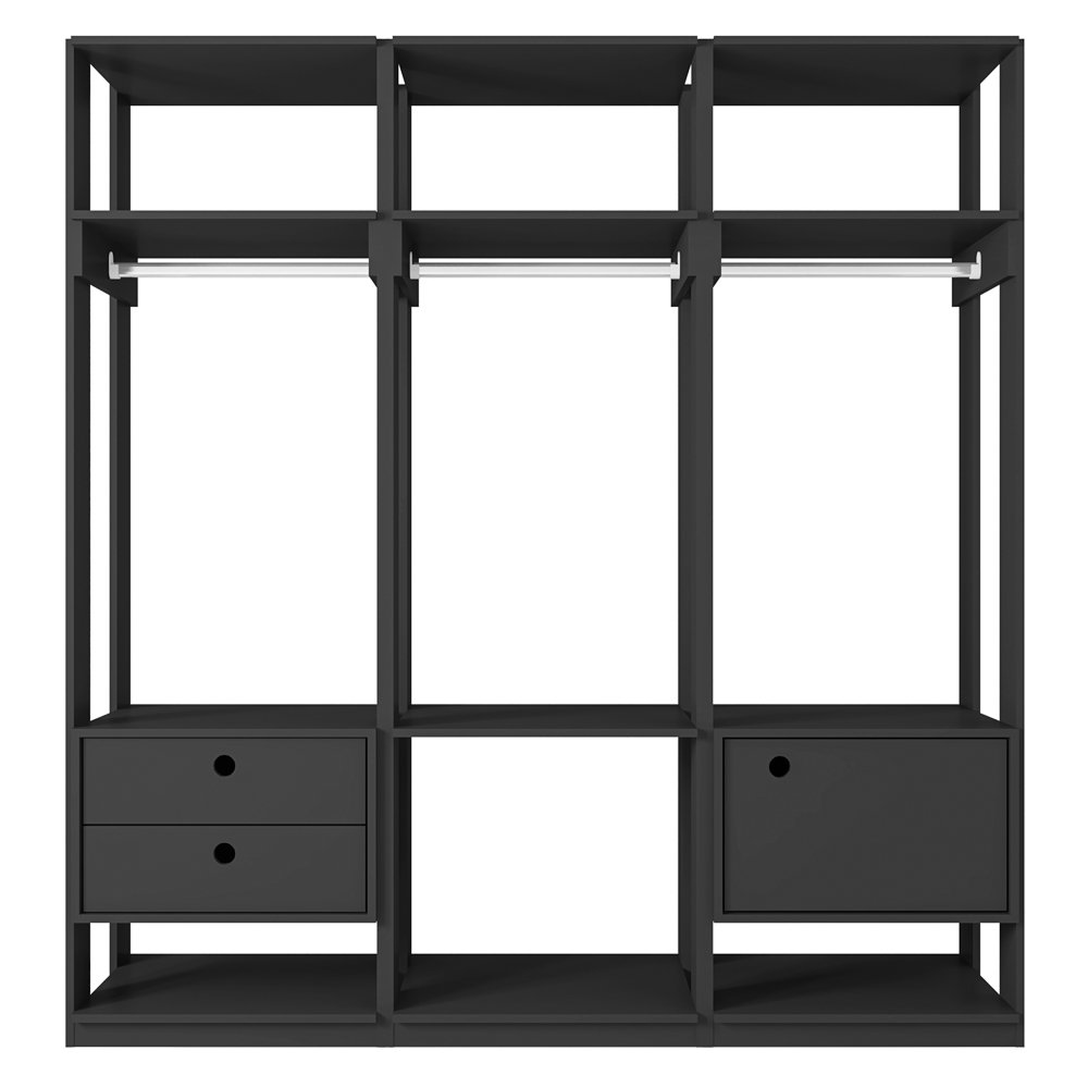 Módulo Guarda Roupa Closet Casal 1 Porta 2 Gavetas Titan Preto Velluto ...