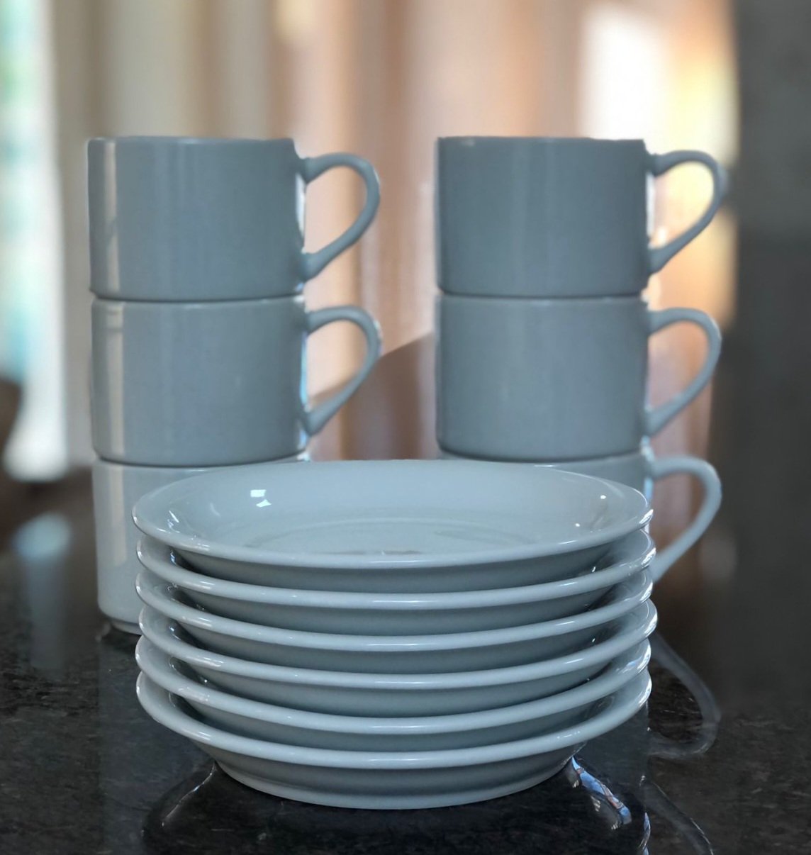 Jogo 6 Xícaras de Café e Chá com Pires - 200 Ml Semi-empilháveis ...