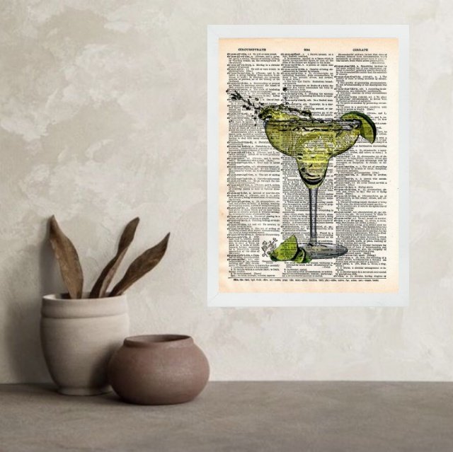 Quadro Vintage Coquetel Marguerita 24x18cm:madeira Preta | MadeiraMadeira