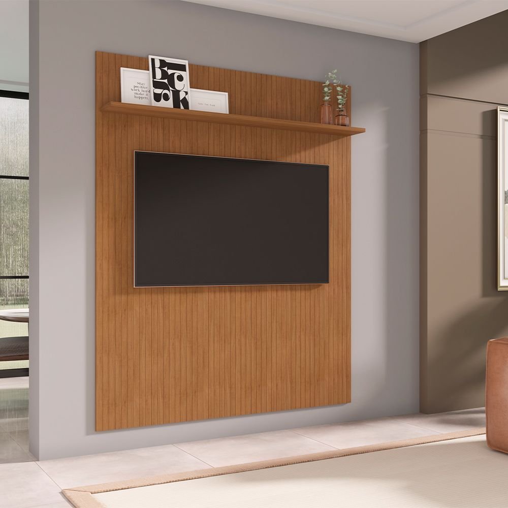 Painel para Tv 60 Polegadas Siena Frisado 1,60 Cedro | MadeiraMadeira