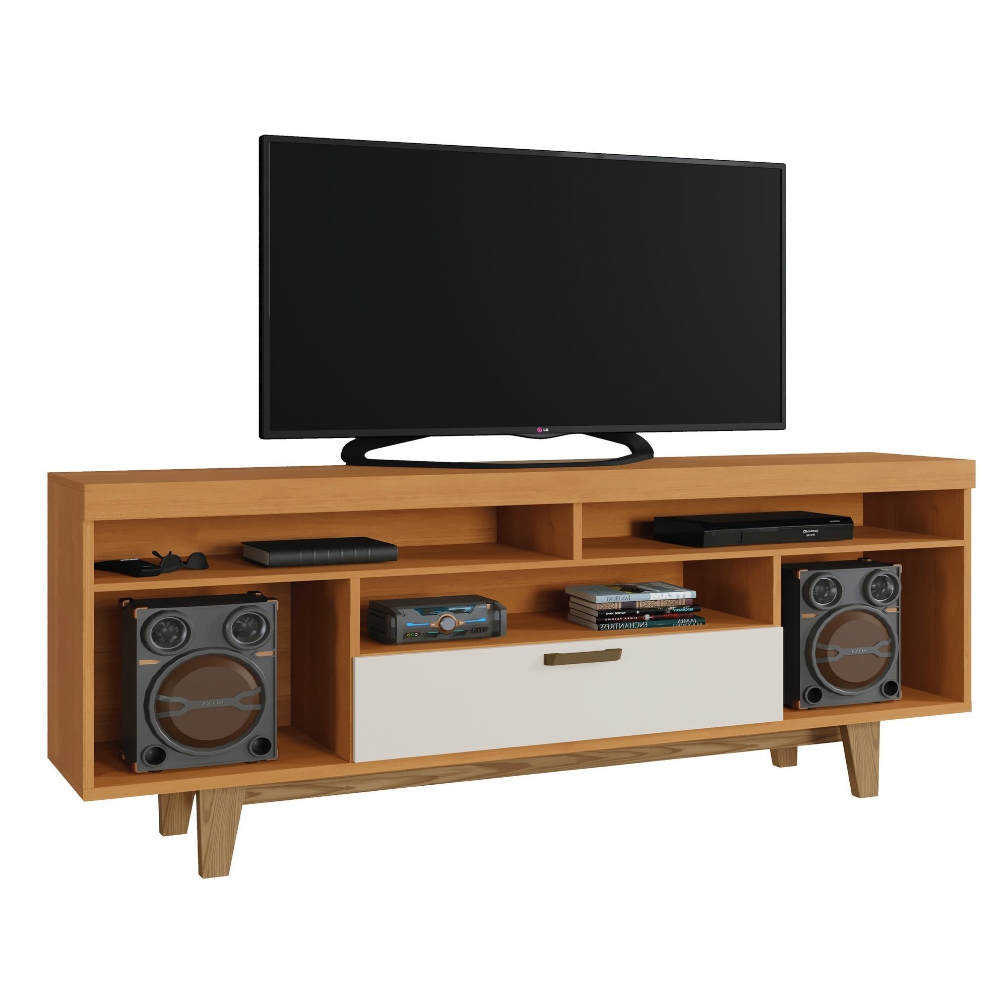 Rack Spazzio Naturalle / Off White para Tv 60'' 1,50cm | MadeiraMadeira