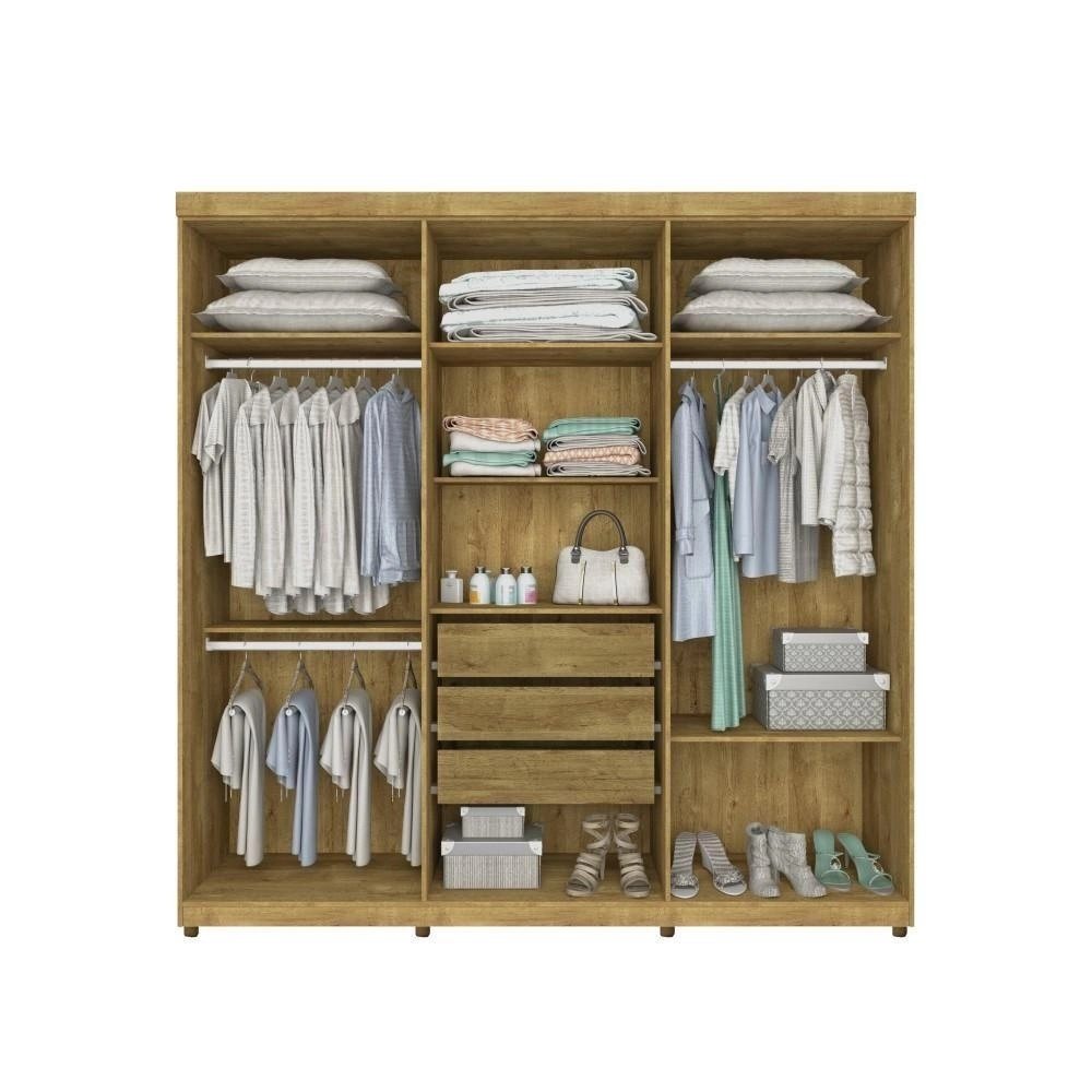 Roupeiro Casal Olimpo 6 Portas 3 Gavetas Cinanamo - TCIL | MadeiraMadeira