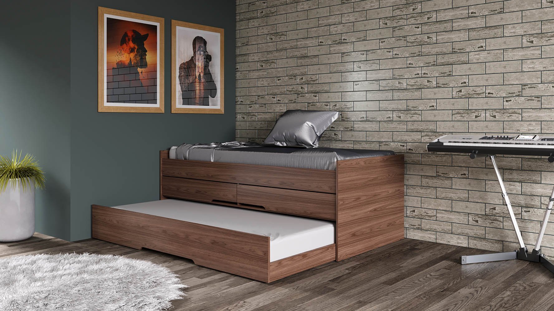 Cama Box Com 2 Gavetas e Cama Auxiliar Cuba Capuccino | MadeiraMadeira