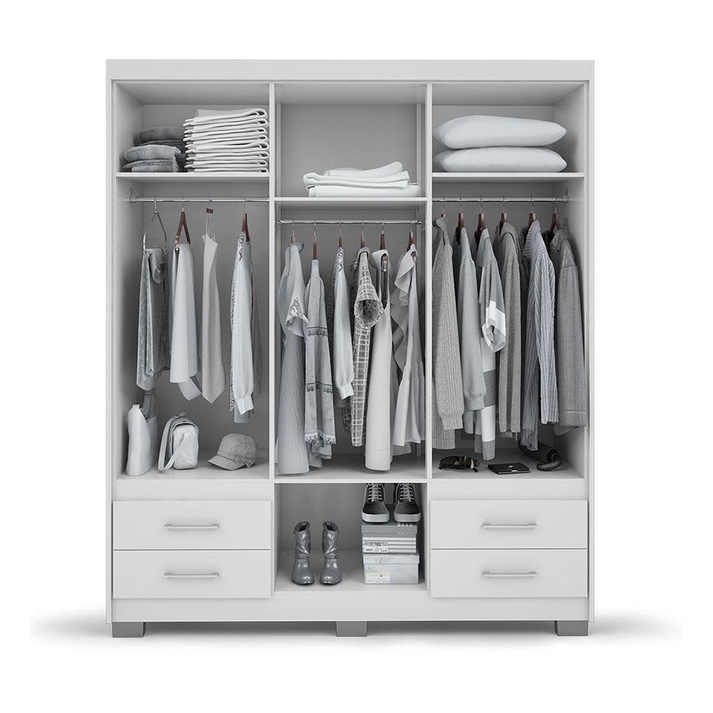 Guarda-Roupa Casal Grande Branco Primacy Batrol | MadeiraMadeira