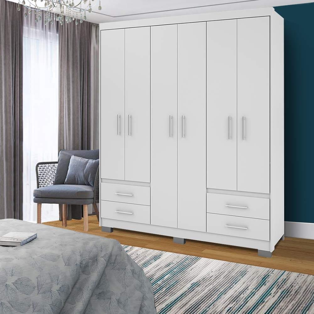 Guarda-Roupa Casal Grande Branco Primacy Batrol | MadeiraMadeira