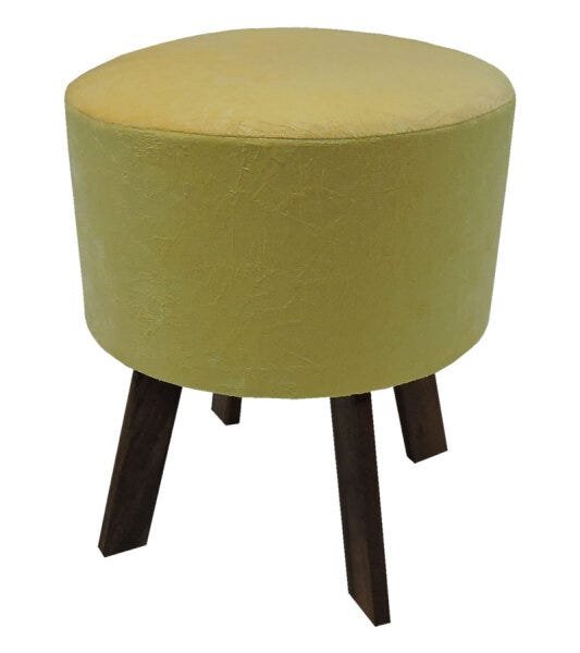 Puff Retro Redondo Suede Amarelo | MadeiraMadeira