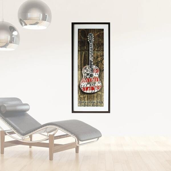 Quadro Musical Violão, 103X43Cm com Vidro 3Mm e Moldura Na Cor Tabaco ...