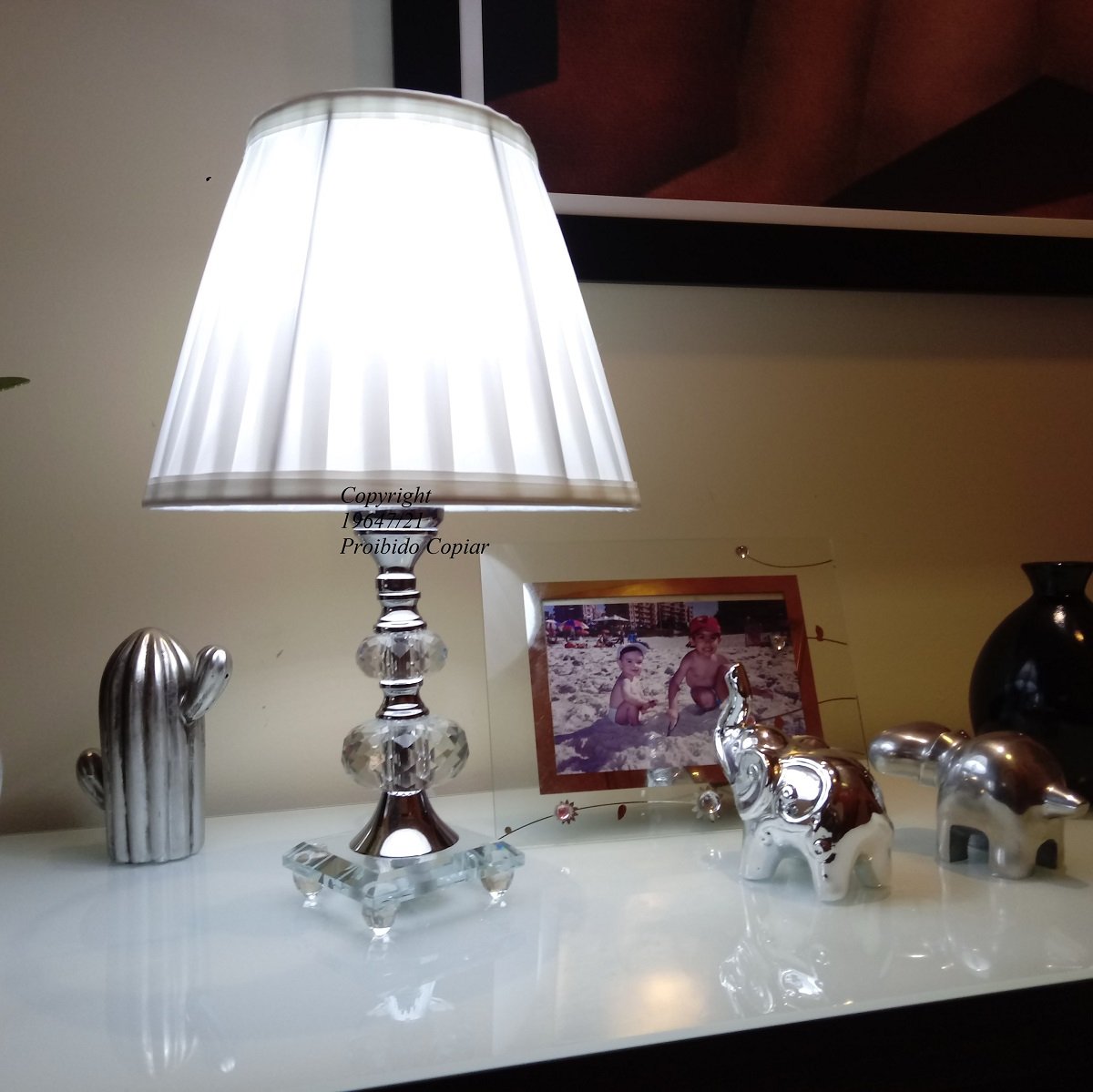 Abajur Para Quarto Simples Cilindrico Cristal Branco D02 | MadeiraMadeira