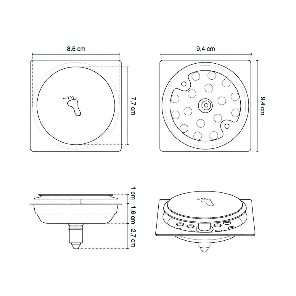 Ralo Inteligente Click Inox 10 x 10cm - Hydro | MadeiraMadeira