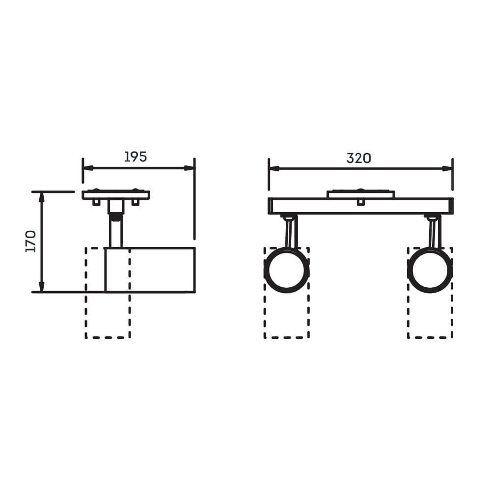 Trilho com 2 Spots Newline Lisse Solution II Par 20 E27 Bivolt Preto ...
