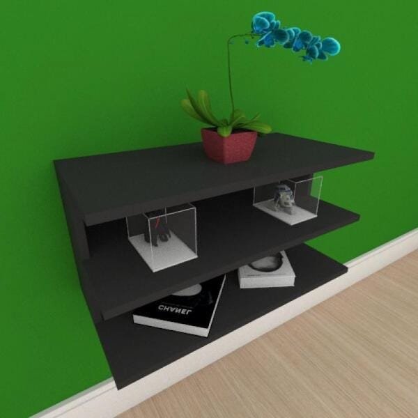 Estante livros moderna simples em mdf preto | MadeiraMadeira