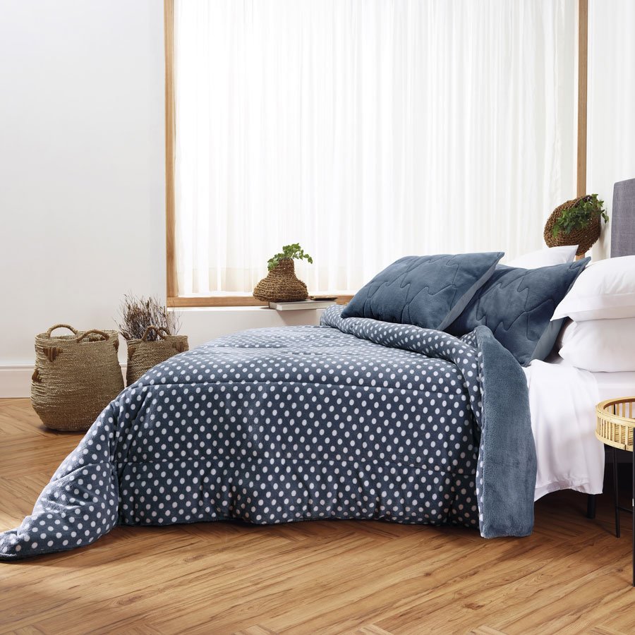 Edredom Solteiro Dupla Face Plush Estampado Blend Confort Maxi Poá Altenburg Duo Sherpa - Poá ...