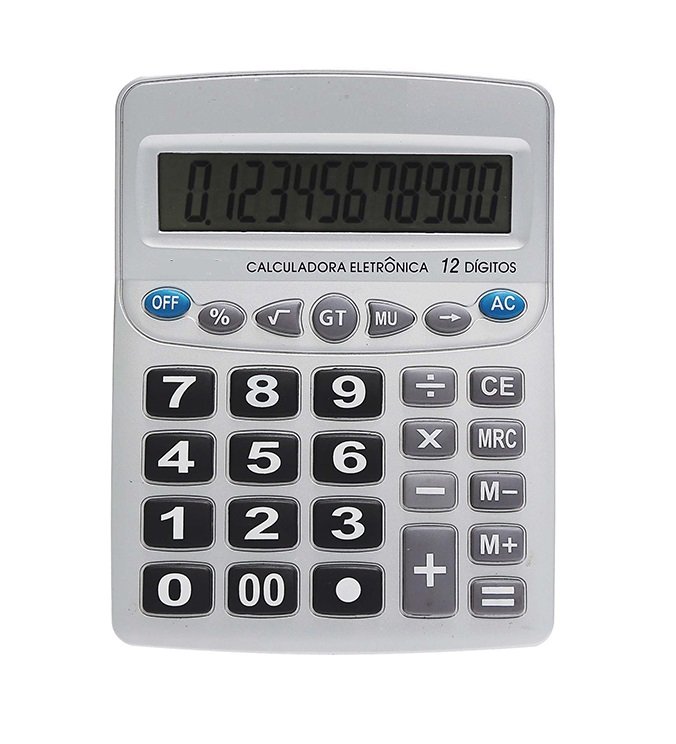 Calculadora Eletrônica de Mesa 12 Dígitos Teclas Grandes KOPECK ...