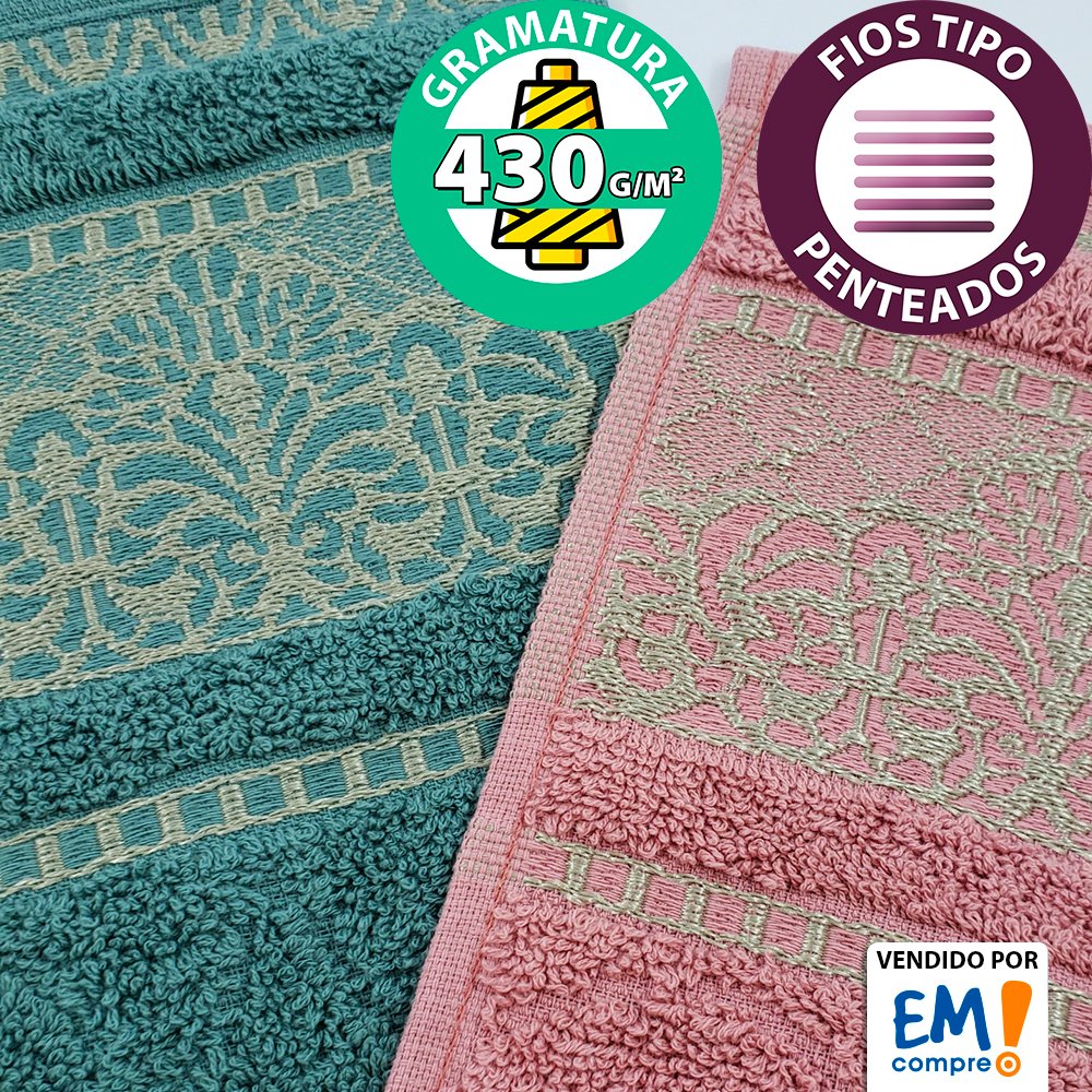 Kit Toalha 5 Peças Banho + Rosto + Piso Fio Penteado Atlântica ...