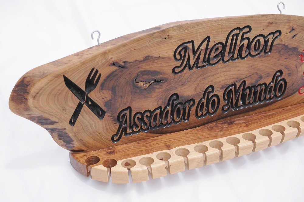 Porta Espeto de Madeira Canjarana e Cabreúva com 16 Lugares ...