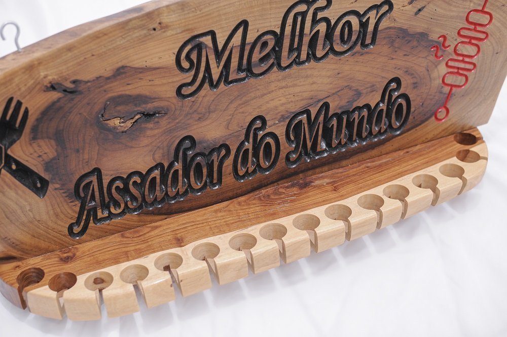 Porta Espeto de Madeira Canjarana e Cabreúva com 16 Lugares ...