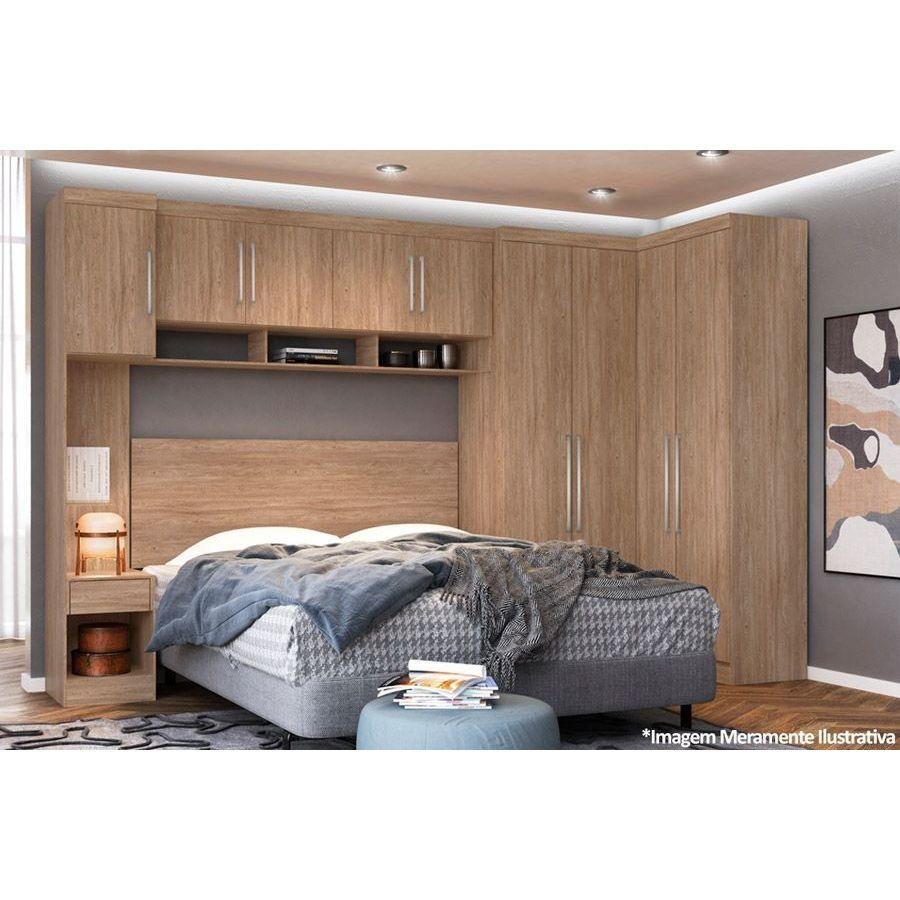 Quarto Casal Modulado Modena V 6 Peças (1 Armário Aéreo + 3 Guarda ...
