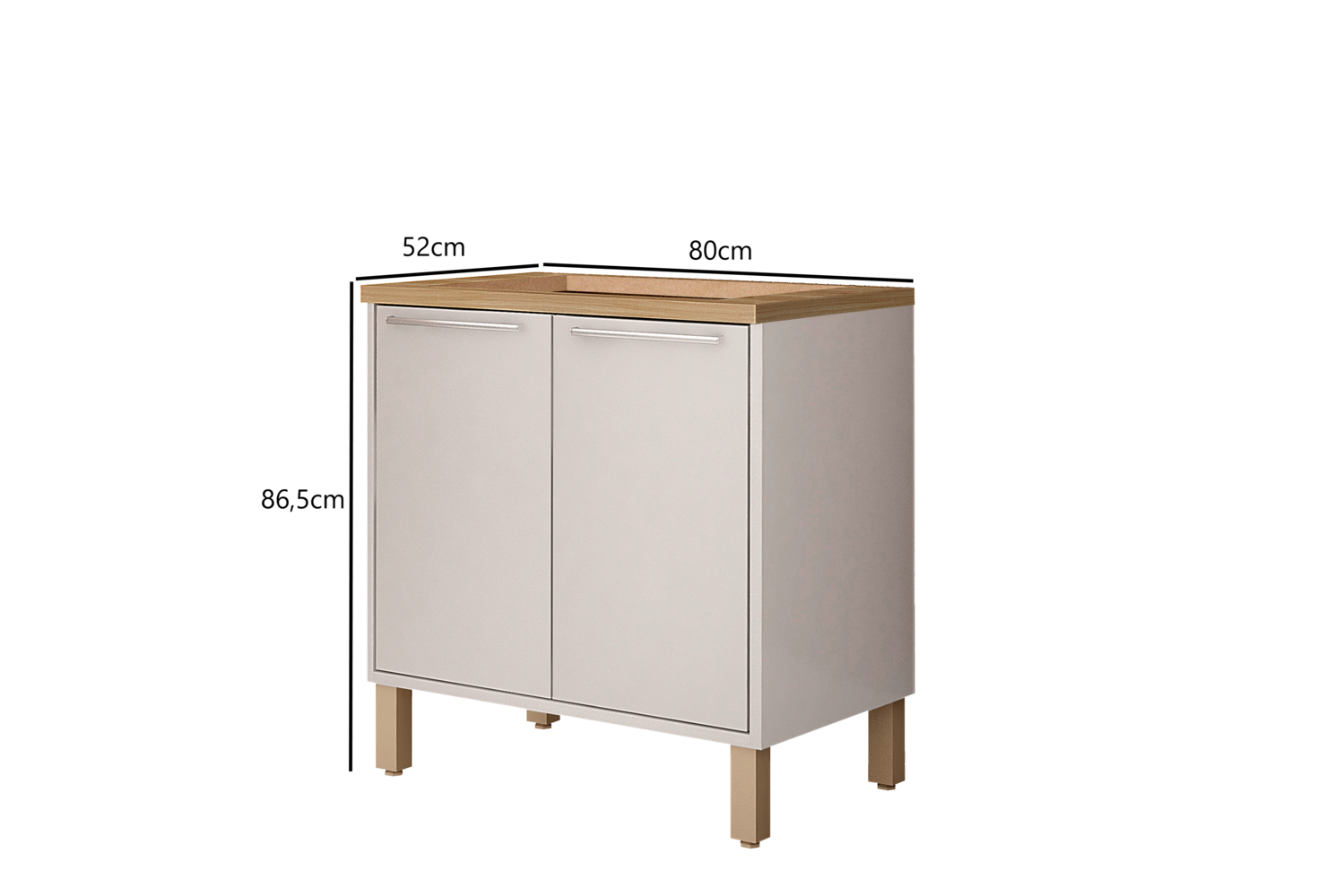 Balcao Paris 80cm 2 Portas Cooktop 4 Bocas Salleto Branco, Com recorte | MadeiraMadeira