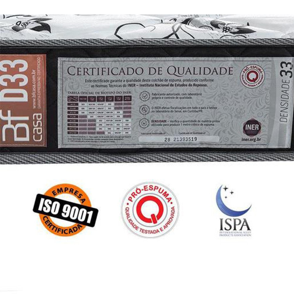 Conjunto Colchão Espuma D33 com Cama Box Solteiro 88 X188x36 BF ...