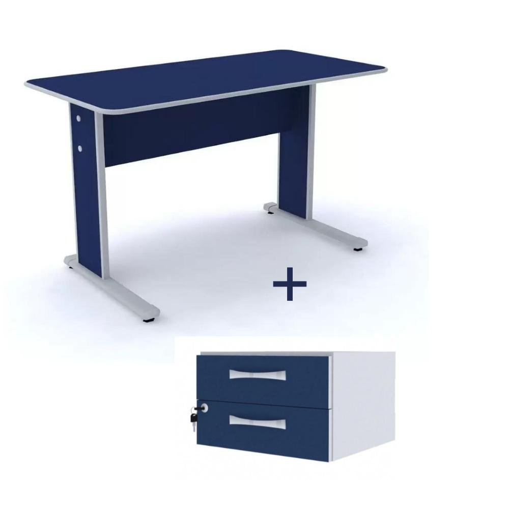 Mesa Secretaria Maxxi Azul Com 2 Gavetas - Pandin | MadeiraMadeira