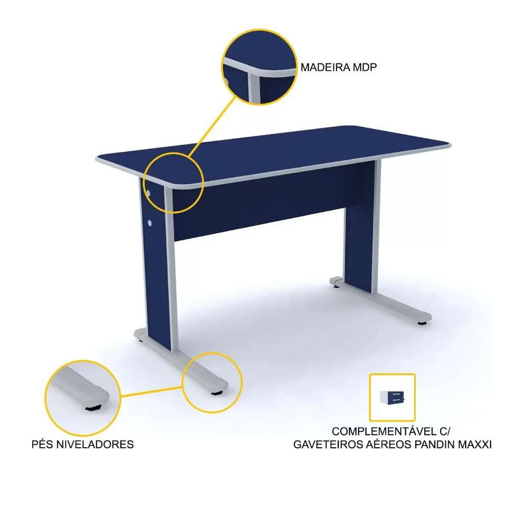 Mesa Secretaria Maxxi Azul Com 2 Gavetas - Pandin | MadeiraMadeira