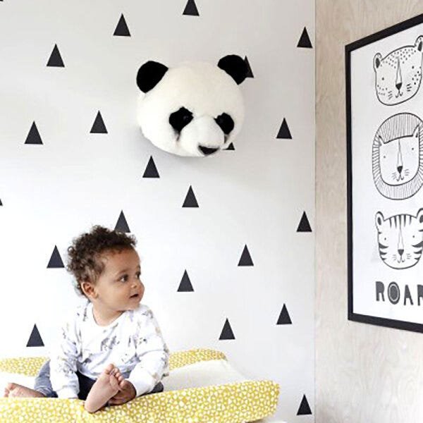 Papel de Parede Triângulos Dourado e Branco + Cola Para Aplicação ...