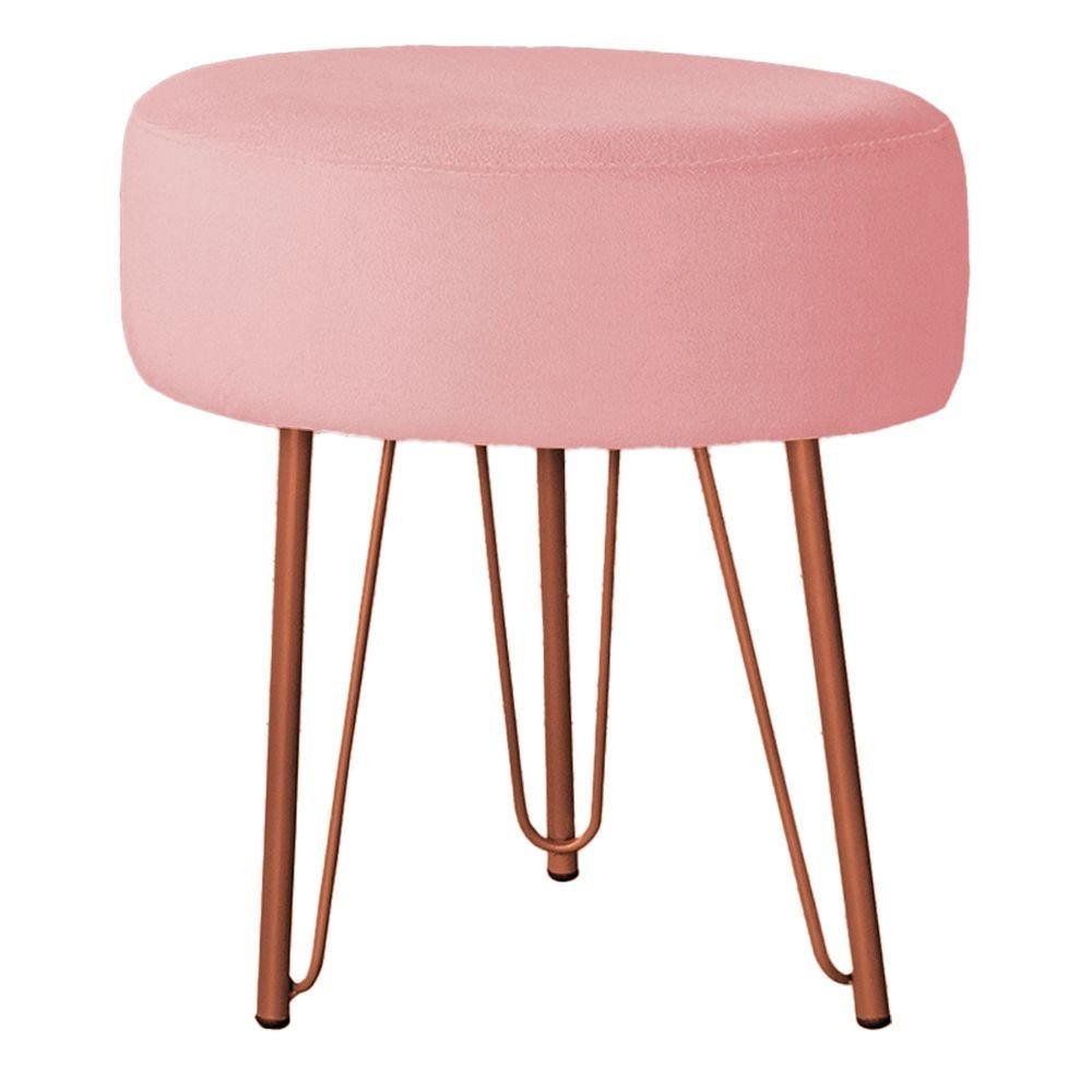 Puff Decorativo Salão Dina Pés Bronze - Nanda Decor:veludo Rose ...