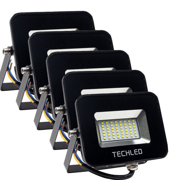 Kit 5x Refletor Led Holofote Techled 30w SMD IP66 Branco Frio 6500k Área Externa Prova D'água ...