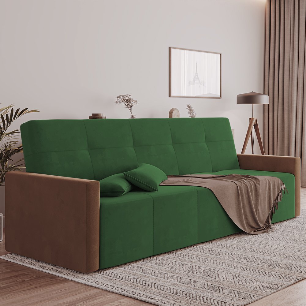 Sofa Cama 4 Lugares Retrátil e Reclinável Paris 2m Veludo Verde ...