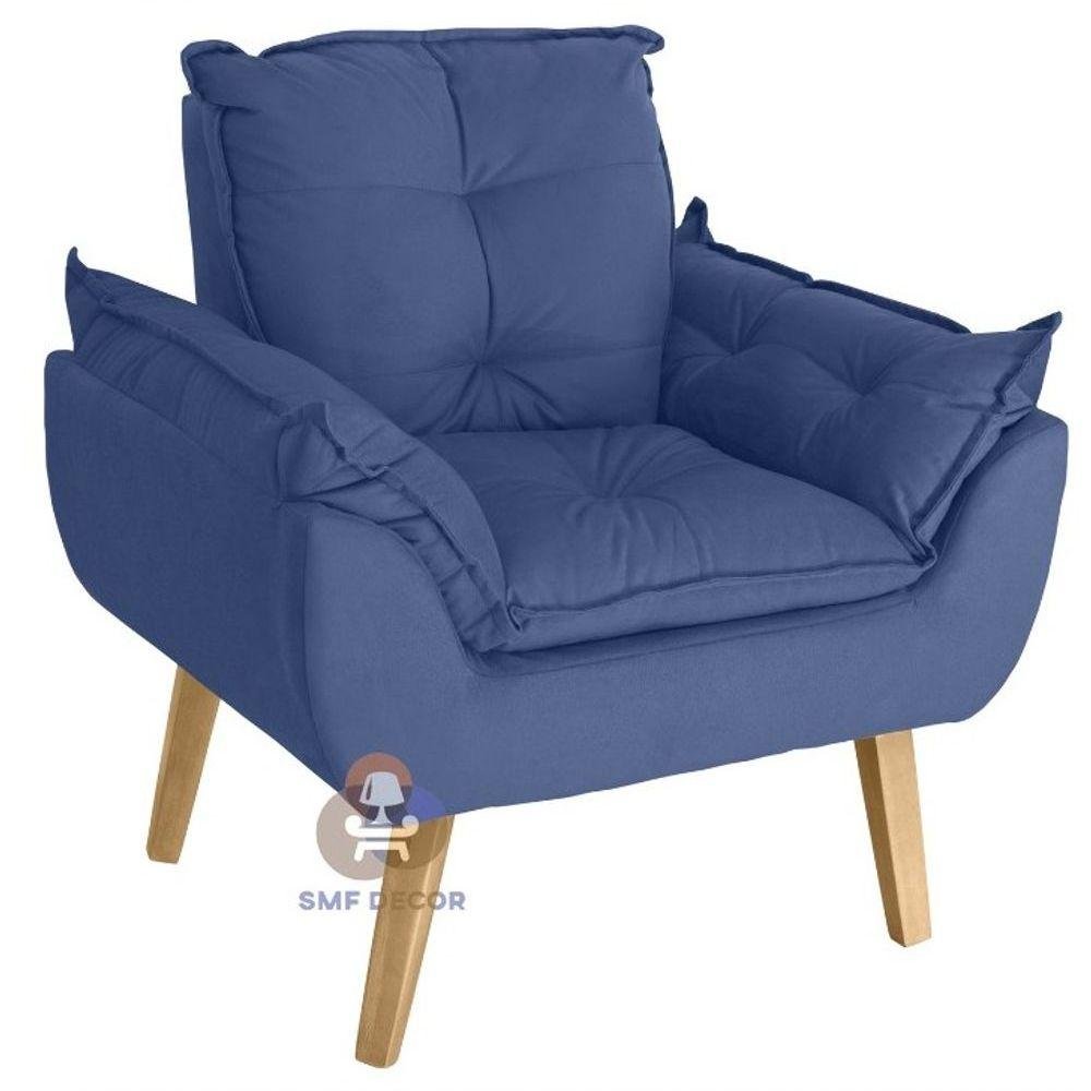 Poltrona Opala Suede Azul Marinho | MadeiraMadeira