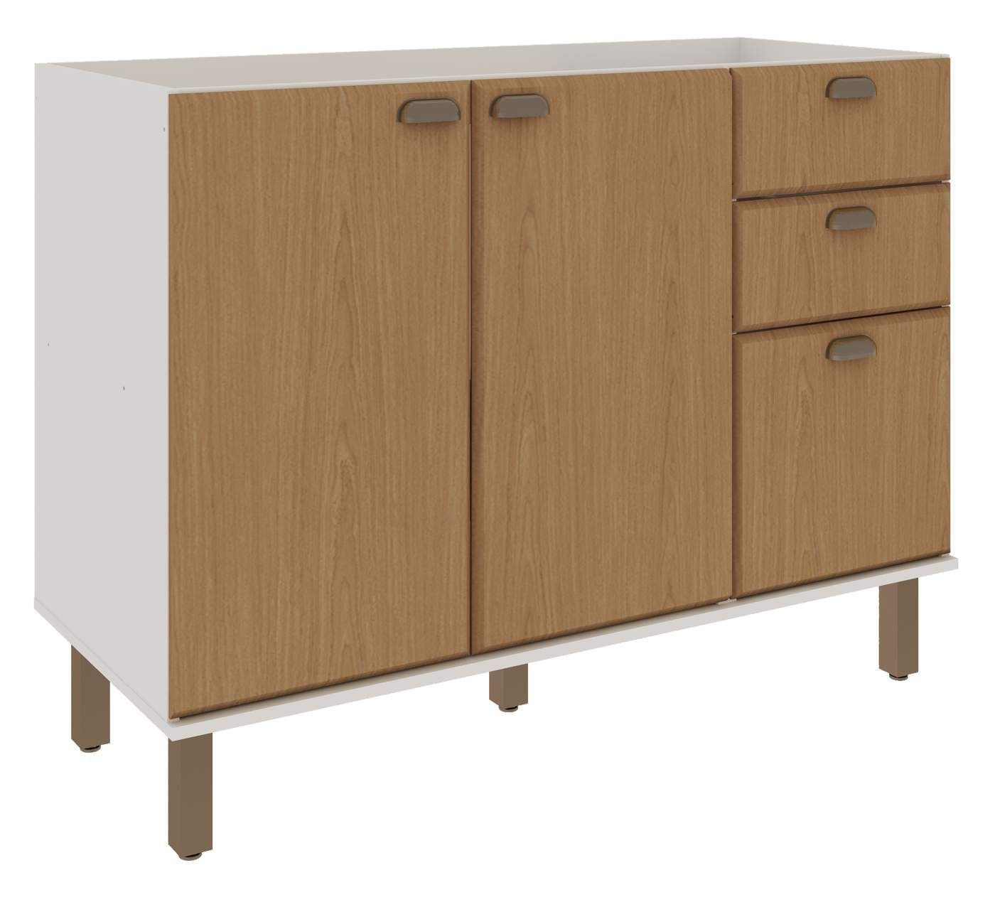 Armário Balcão 120cm 2 Portas e 3 Gavetas C/pés 1532 Linha Atria ...