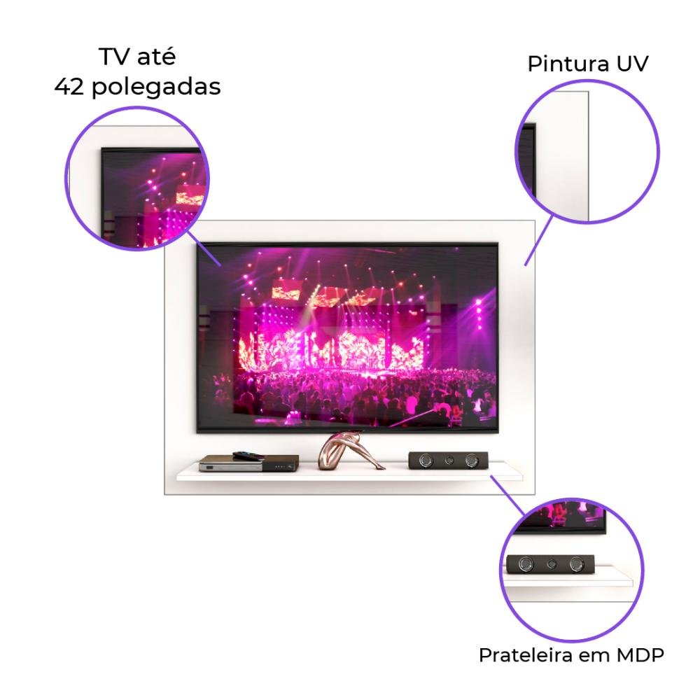 Painel Para TV Smart até 42 Polegadas c/ Prateleira Florence Zanzini ...