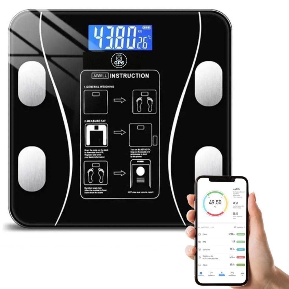 Balança Corporal Digital Inteligente Bioimpedância e Controle no App ...