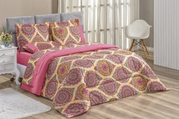 Kit Edredom King Naturale 200 Fios 03 Peças Mandala | MadeiraMadeira