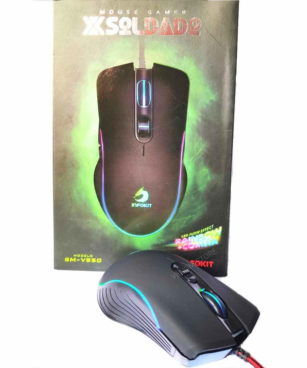Mouse Gamer Led Rgb Soldado Pc Gm-v550 Infokit | MadeiraMadeira
