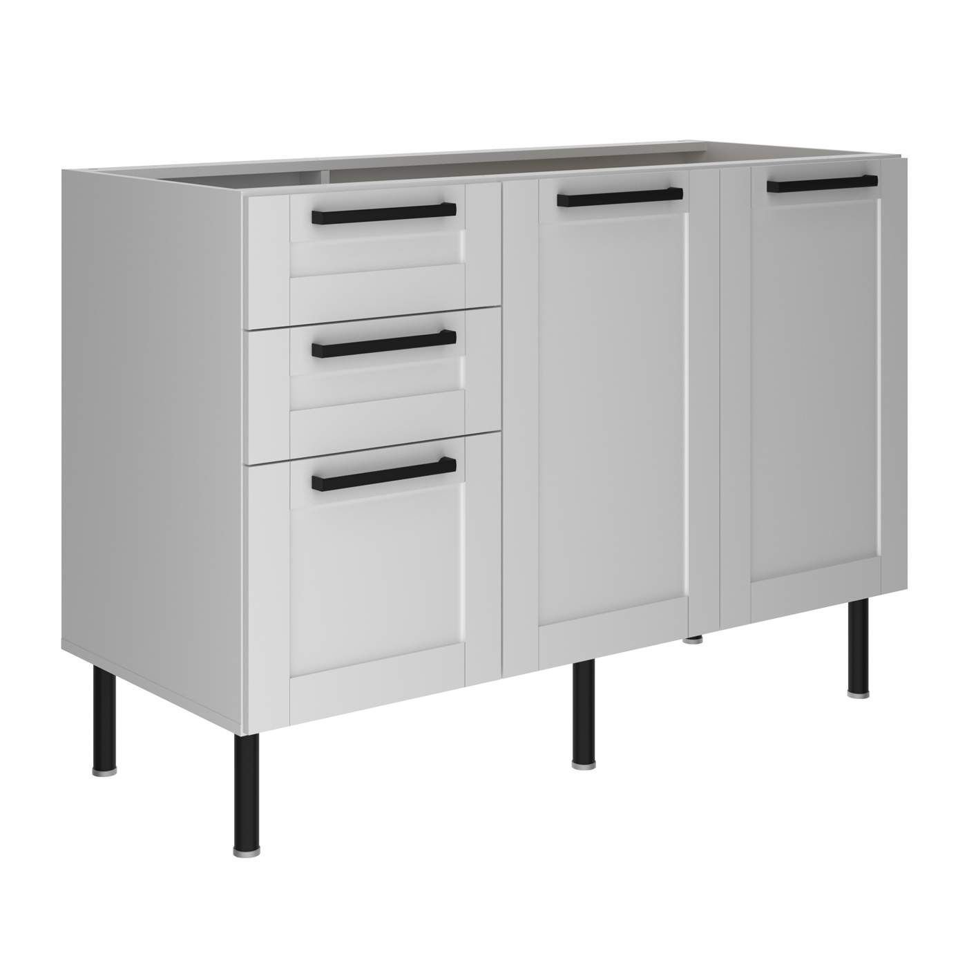 Armário Balcão de Cozinha 120cm S/tampo com 2 Portas e 3 Gavetas 100% ...