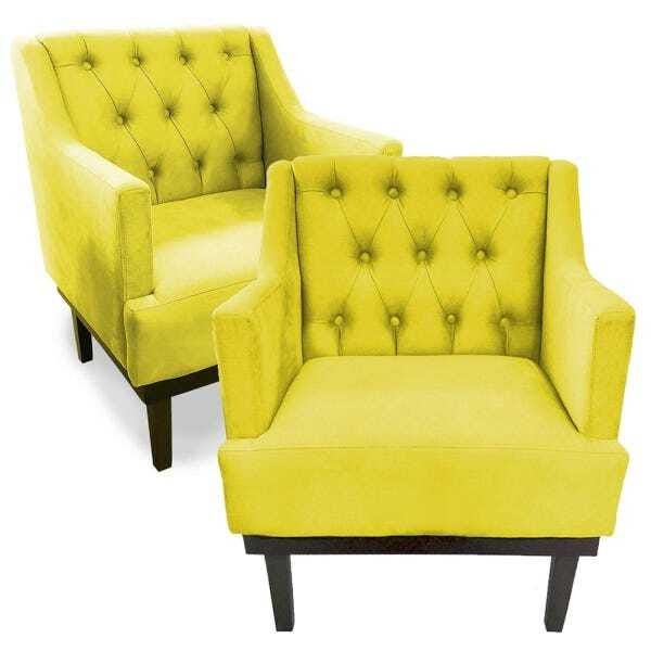 Kit Poltronas Cadeiras Decorativas Sala De Estar Vênus Amarela ...