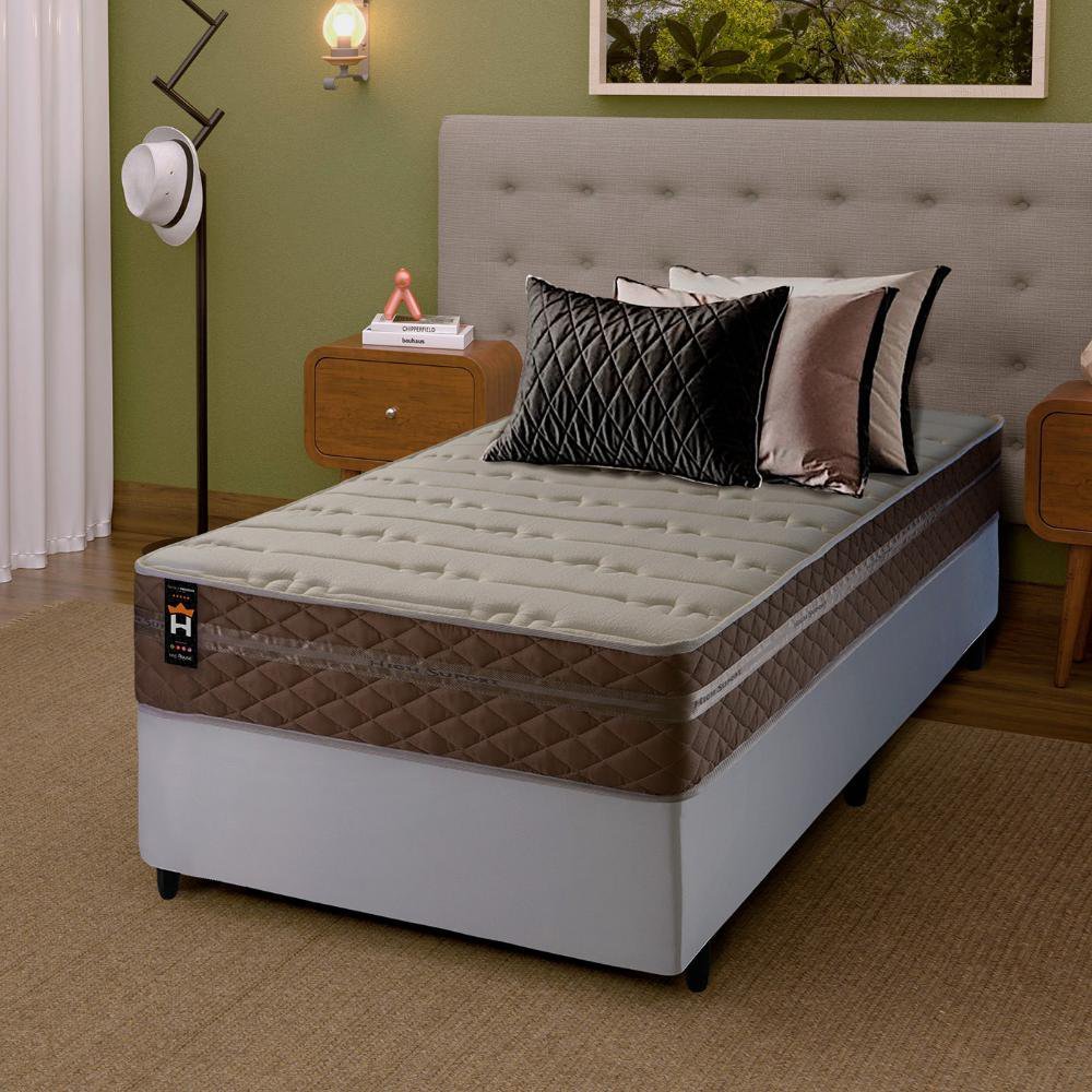 Conjunto Cama Box Solteirão c/ Molas Ensacadas Georgia Branco 96x203x60 ...