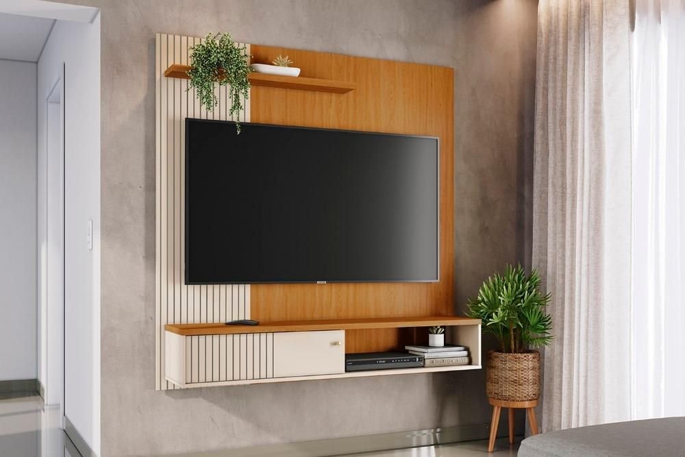 Bancada Suspensa Aurora para Tv de até 65 Polegadas - Cinamomo Off White - Madetec | MadeiraMadeira