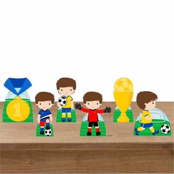 Kit Festa 6 Displays de Mesa Aniversário Futebol Cute | MadeiraMadeira