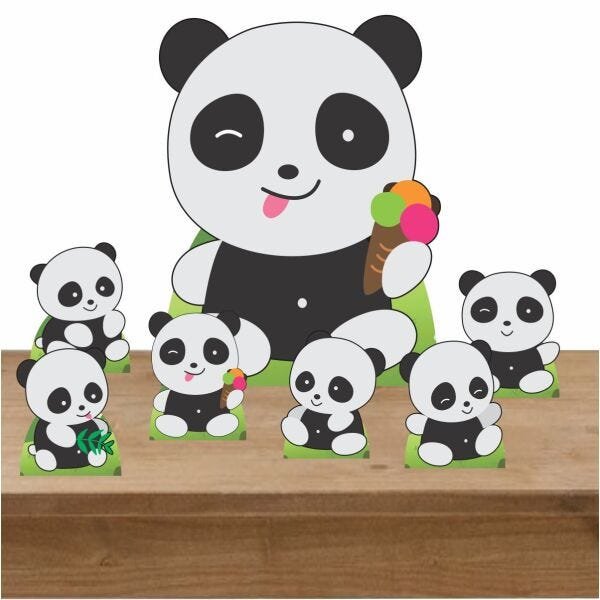 Kit Decoração de Festa Totem Display Pandas - 7 Peças | MadeiraMadeira