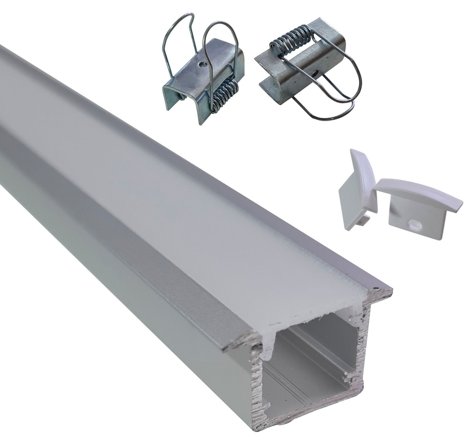 Kit Completo Perfil de Led Embutir Anodizado (Prata) 2 Metros ...