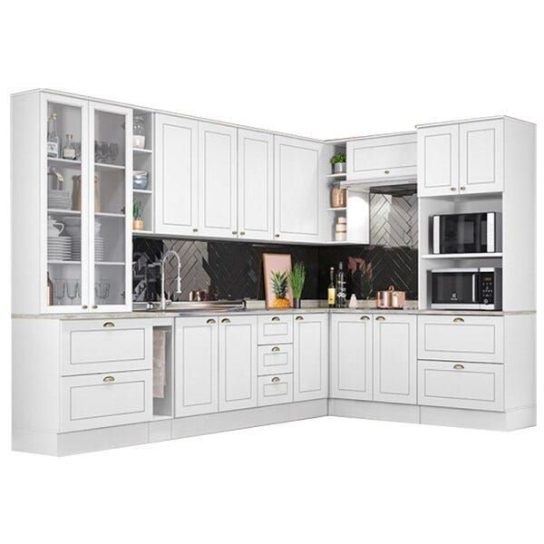 Cozinha Completa Americana 10 Peças com Cristaleira Branco Hp - Móveis ...