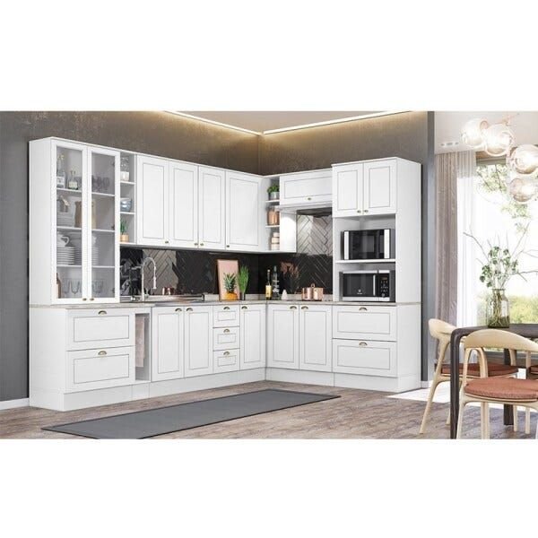 Cozinha Completa Americana 10 Peças com Cristaleira Branco Hp - Móveis ...