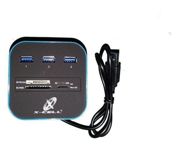 Hub 3 Portas USB + Leitora de Cartão Dock Station - x-Cell | MadeiraMadeira