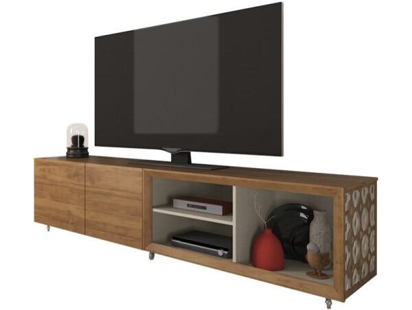 Rack Bancada para TV até 84 Polegadas Mosaic Buriti/Off White ...