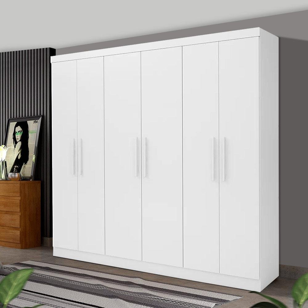 Guarda Roupa Grande 6 Portas 4 Gavetas 234cm Branco Doreah Shop Jm ...