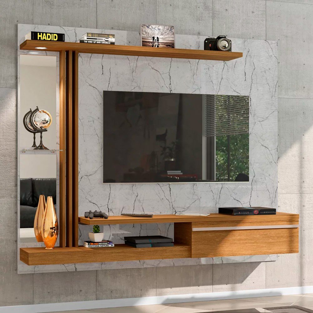 Painel Suspenso Para TV Até 55 Pol. Denver Carrara/Cinamomo - Bechara ...