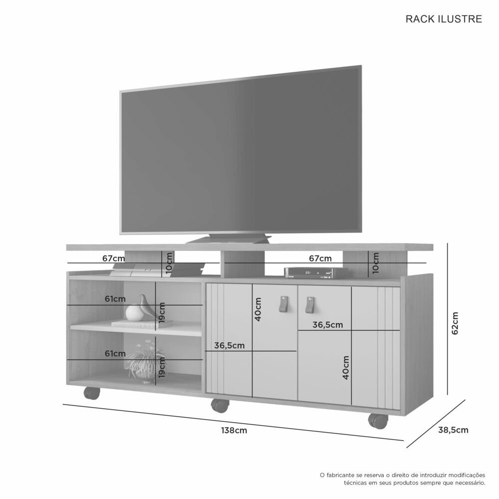 Rack Ilustre para TV até 55 polegadas JCM Moveis Cinamomo/Off White ...